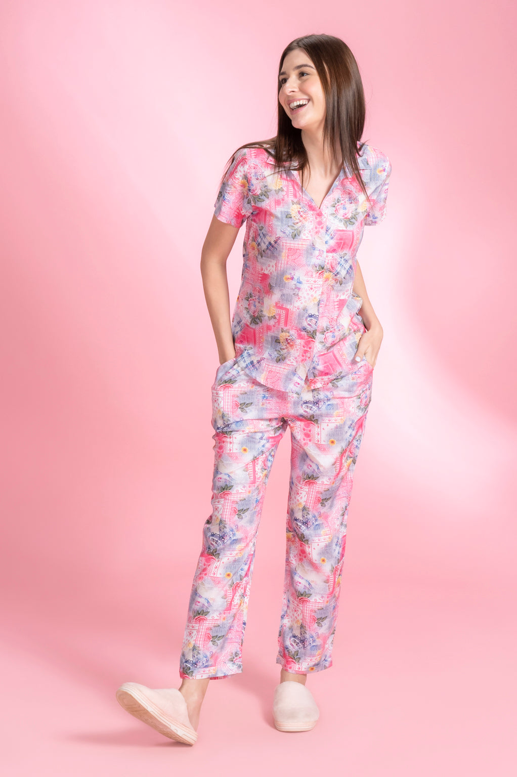 Lychee Male Pink Rayon Shirt Pyjama Set – July Wear